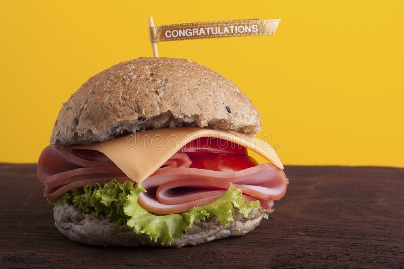 Congratulation Hamburger stock photo. Image of ketchup - 34145382