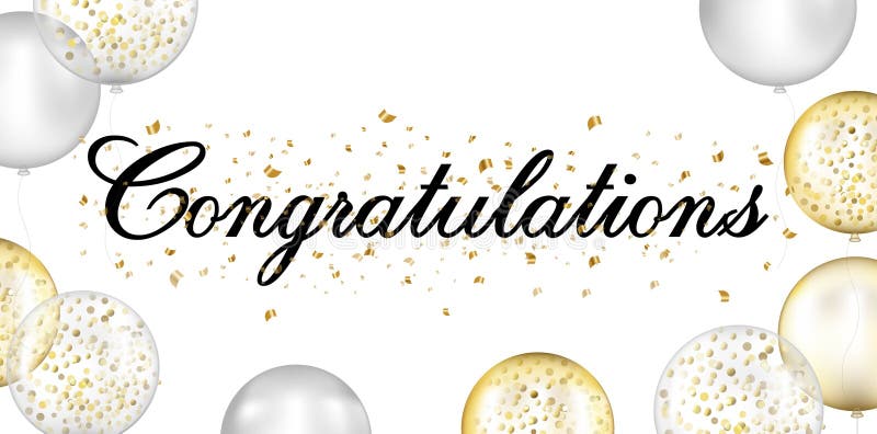 Congratulation Text with Golden and Silver Balloons Stock Vector ...
