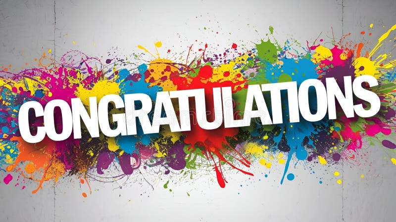 Congratulations Banner Featuring Vibrant Splashes of Colorful Paint and ...
