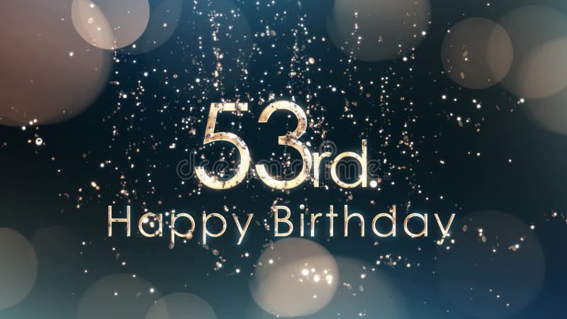 Happy 53rd Birthday Greeting with Golden Confetti, Happy Birthday ...