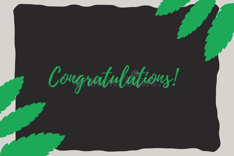 Congratulations on a Black Background Decorated with Leaves. Stock ...