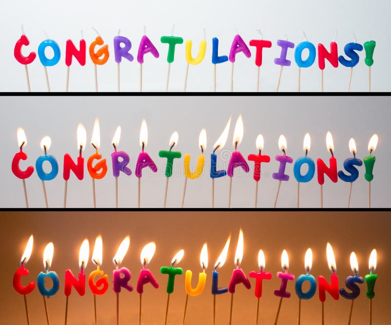 Cake with Congratulations Candles Stock Photo - Image of cake ...