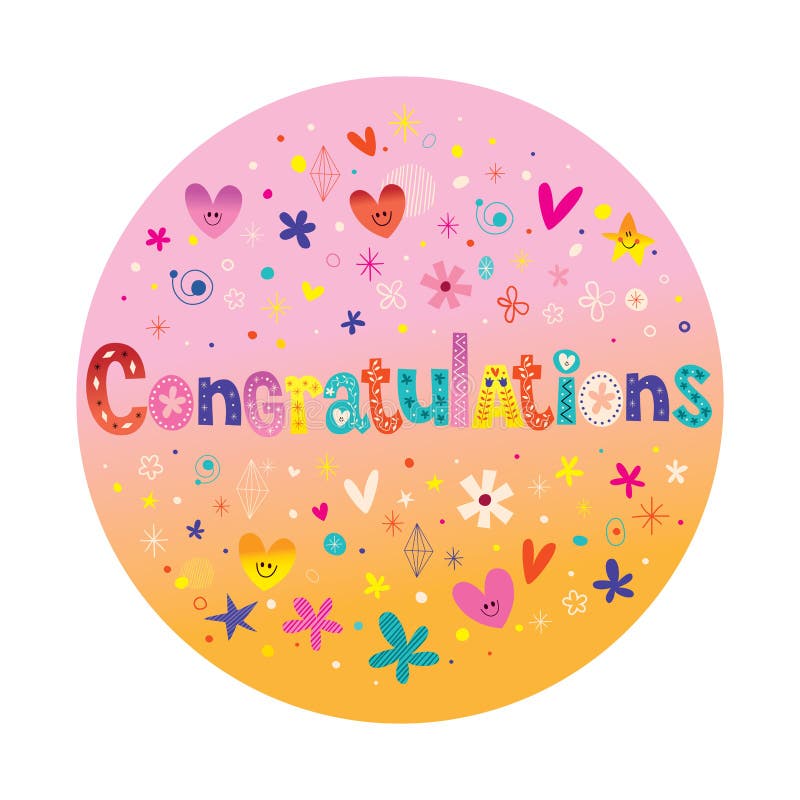 Congratulations Lettering Decorative Text Stock Vector - Illustration ...