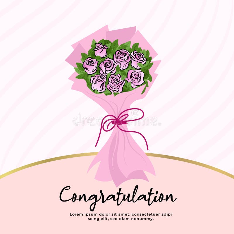 Congratulations Card Template with Elegant Rose Bouquet Design Stock ...