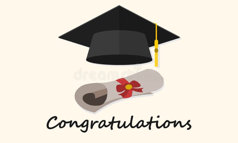 Congratulations Card Template with Graduation Cap and Certificate ...