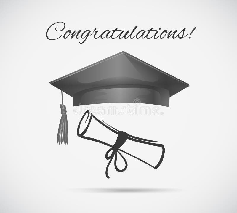 Congratulations Card Template with Graduation Cap Stock Vector ...