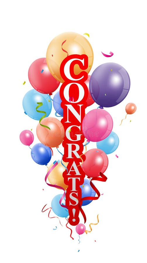 Congratulations Celebration with Balloon Stock Vector - Illustration of ...