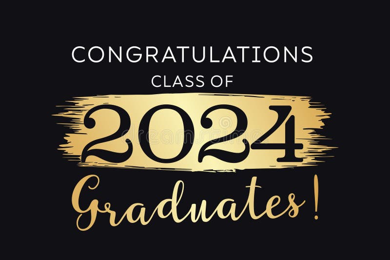 Congratulations Class of 2024 with Abstract Gold Brush Stroke on Dark ...