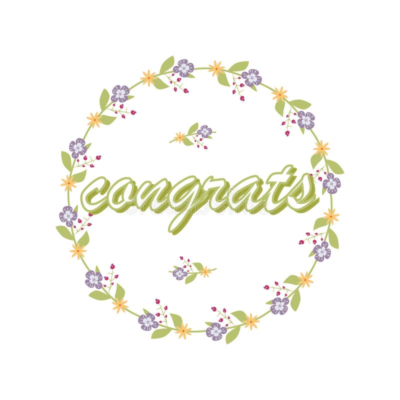 Congratulations Decorated with a Circle of Flowers Stock Vector ...