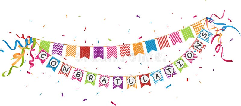 Congratulations Design with Ribbon and Confetti Stock Vector ...