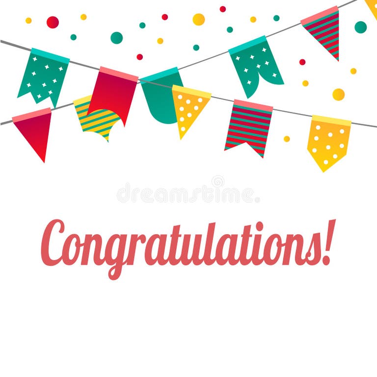 Congratulations with flags stock vector. Illustration of color - 95122839