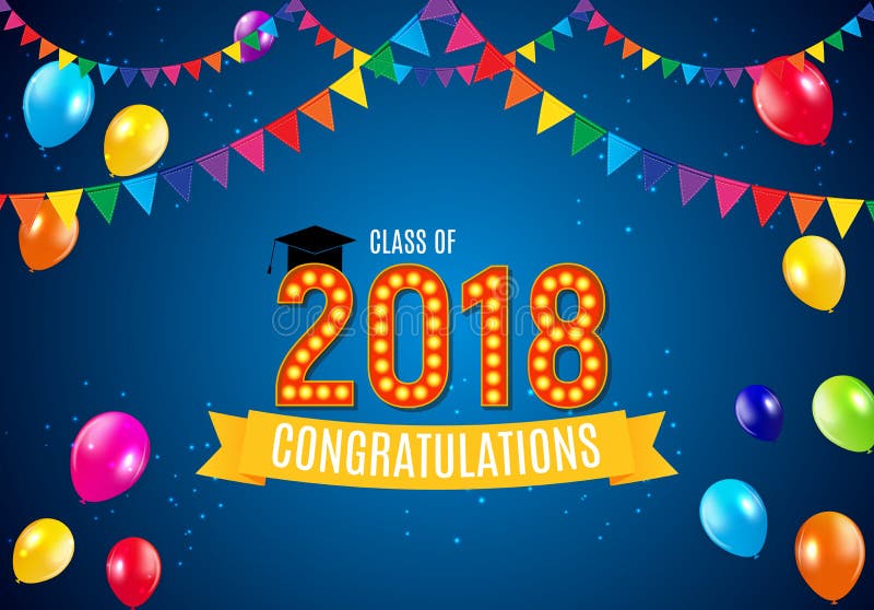 Congratulations on Graduation 2018 Class Background Vector Illustration ...