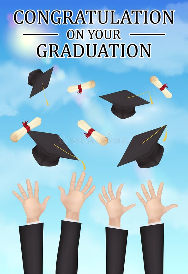 Congratulations Graduation Hand Throw Hat Diploma Stock Vector ...