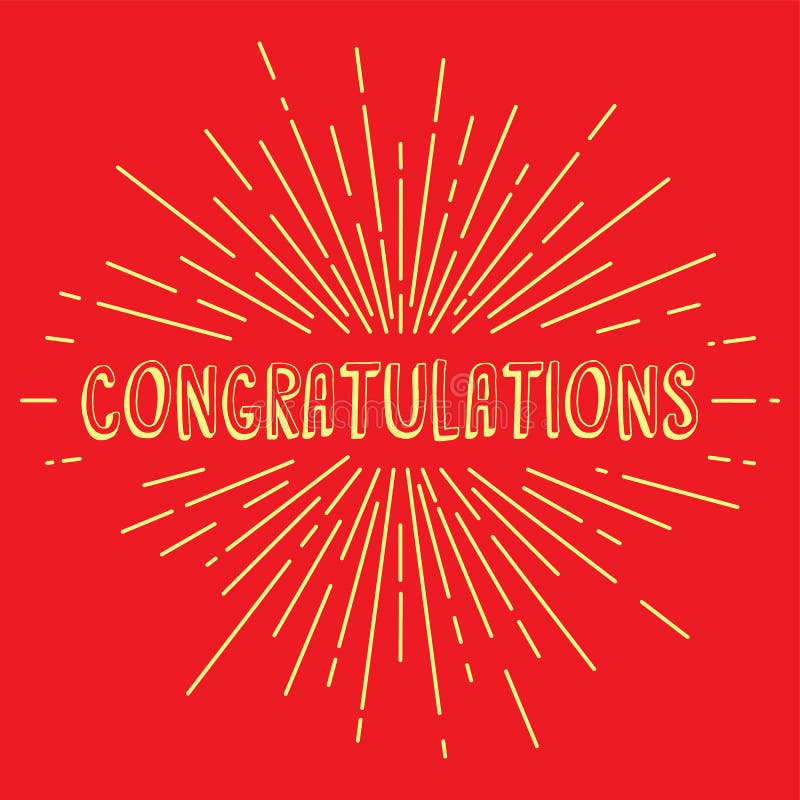 Congratulations Greetings Sunrays Retro Theme Stock Illustration ...