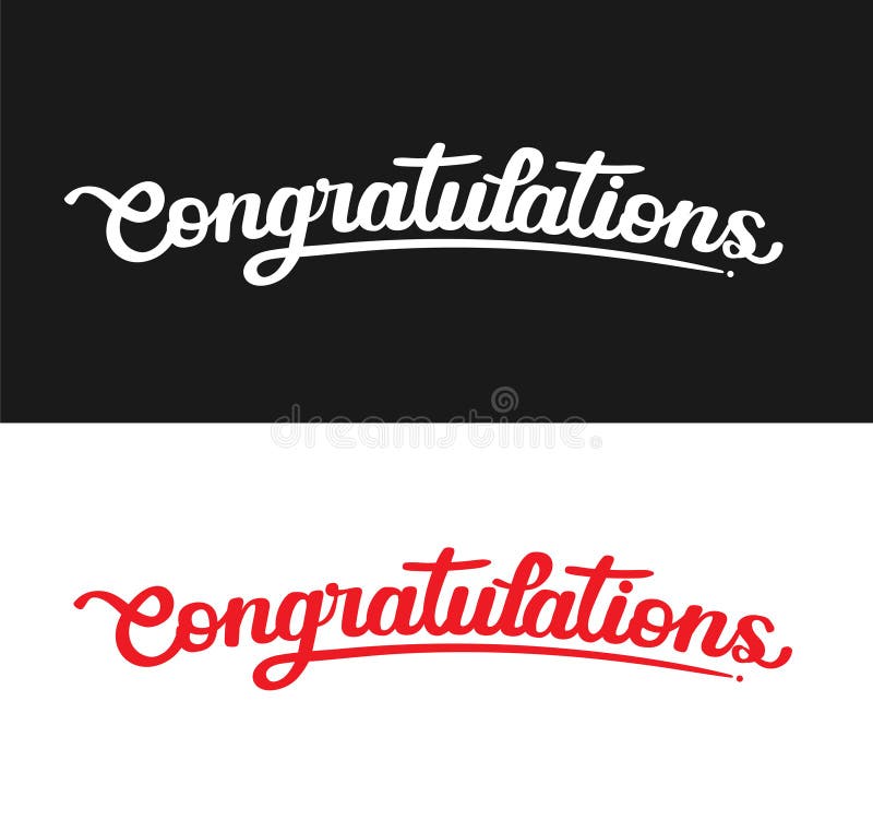 Congratulations Hand Lettering Calligraphic Greeting Inscription Vector ...