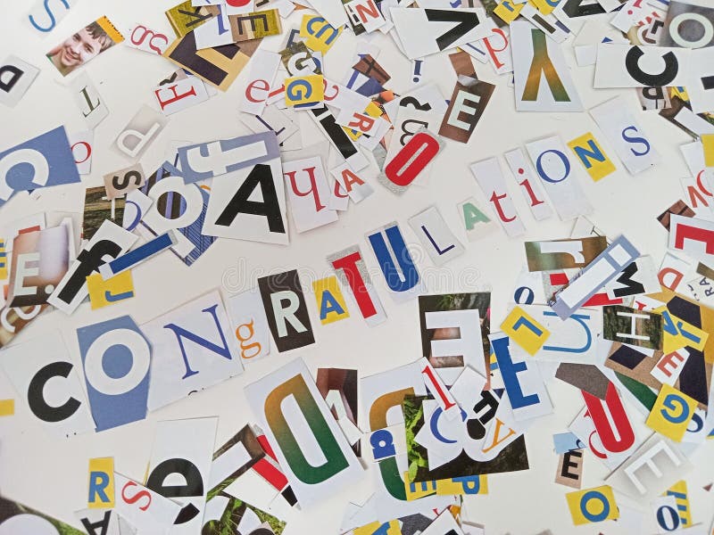 Congratulations Message Letters Collage Stock Image - Image of info ...