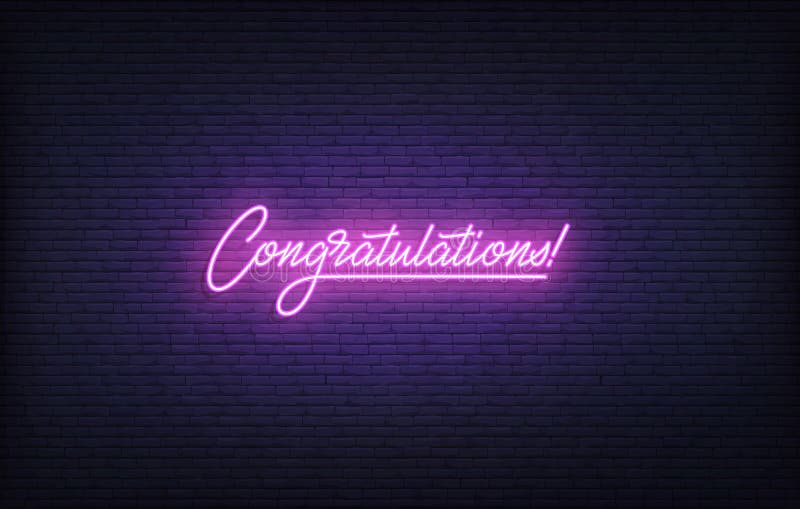 Congrats Neon Sign. Glowing Neon Lettering Congratulations Template ...