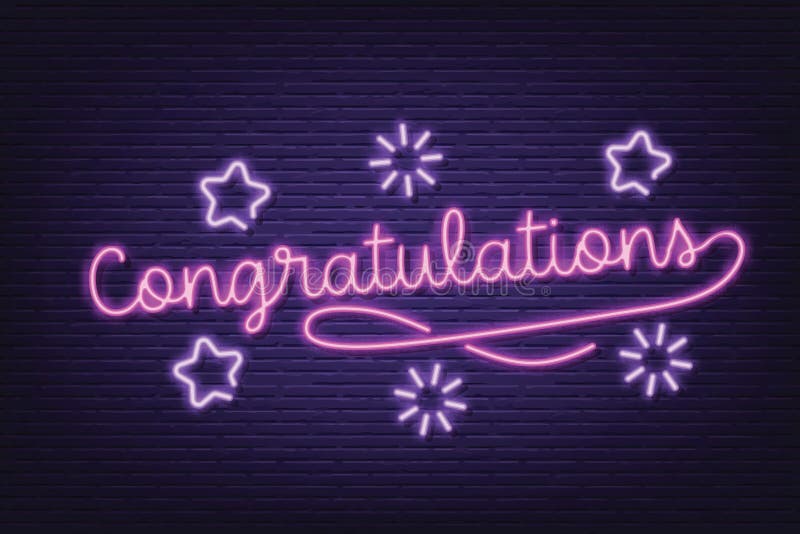 Congratulations Neon Signboard Banner Stock Vector - Illustration of ...