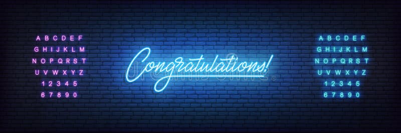 Congratulations Neon Template. Glowing Neon Lettering Congratulations ...