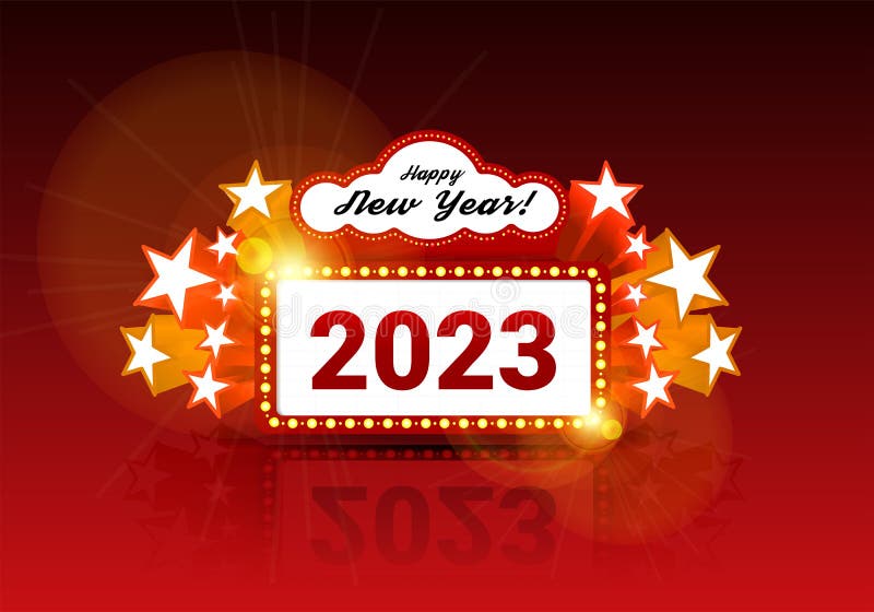 Congratulations on the New Year 2023 in the Marquee Style, Vector ...