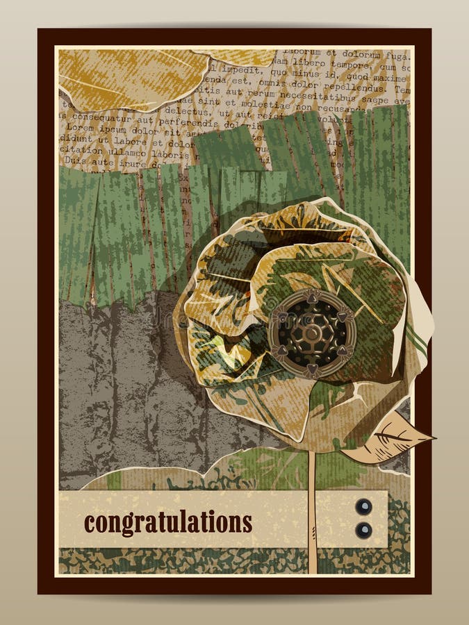 Congratulations. Postcard With Flower Stock Vector - Illustration of ...