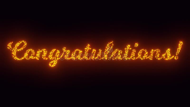 Congratulations Text on Black Background, Flying Sparks, Particles 2d ...
