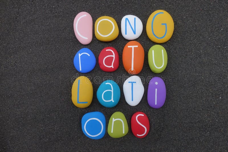 Congratulations Text with a Composition of Multi Colored Sea Stones ...