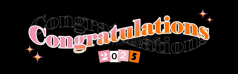 Congratulations Text Design on Black Background. Vector Illustration ...