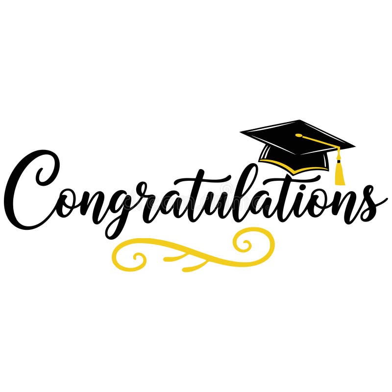 Congratulations Text with Graduation Cap Vector Illustration Stock ...