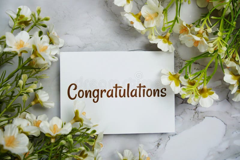 Congratulations Text Message on Paper Card with Flower Decoration on ...