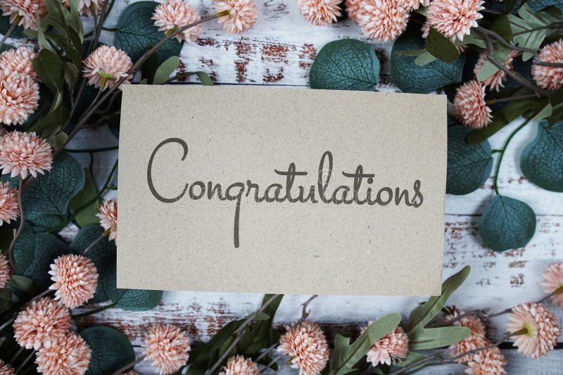 Congratulations Text Message on Paper Card with Flowers Border Frame on ...