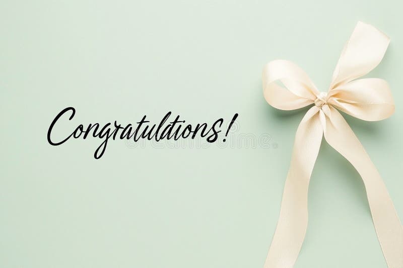 Congratulations Text on Pastel Green Background with Ribbon Stock ...