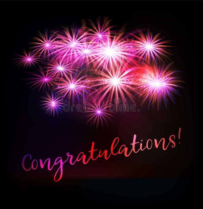Congratulations Text and Star Fireworks Stock Vector - Illustration of ...