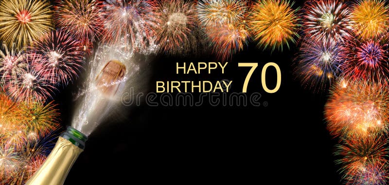 Congratulations To 70th Birthday with Champagne Stock Photo - Image of ...