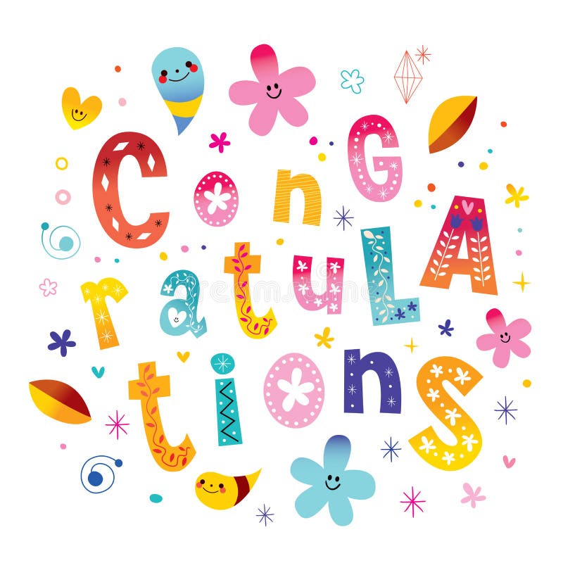 Congratulations Lettering Decorative Text Stock Vector - Illustration ...