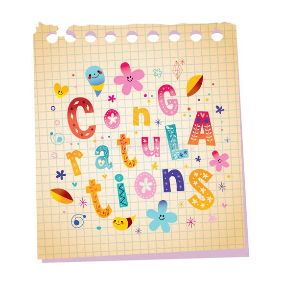 Congratulations Unique Lettering Notepad Paper Message Stock Vector ...