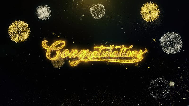 Congratulations Written Gold Particles Exploding Fireworks Display ...