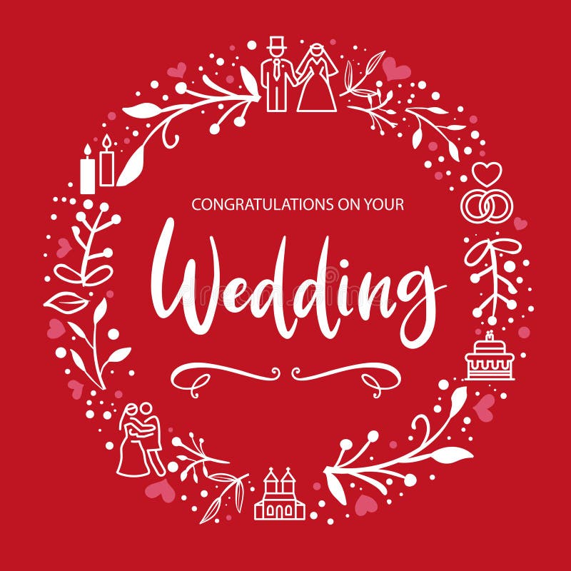 Congratulations on Your Wedding - Vector Illustration Greeting Card on ...