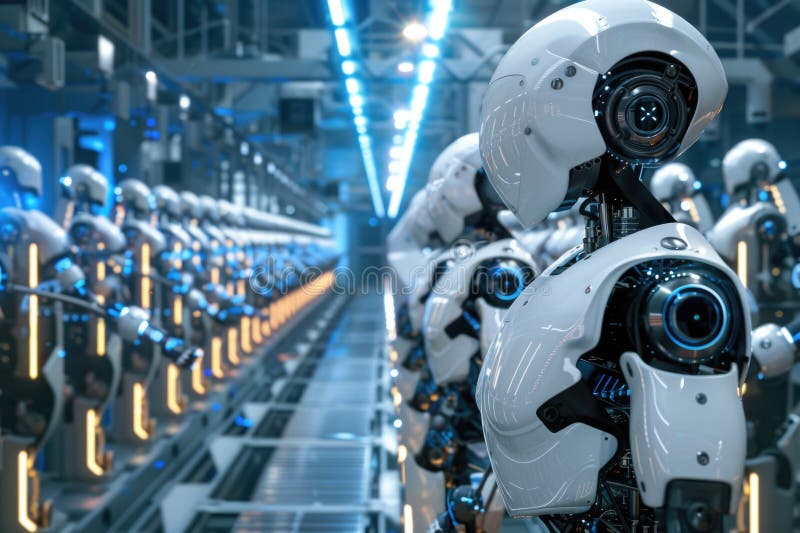 A Congregation of Various Robots Standing in Unity, Showcasing a ...