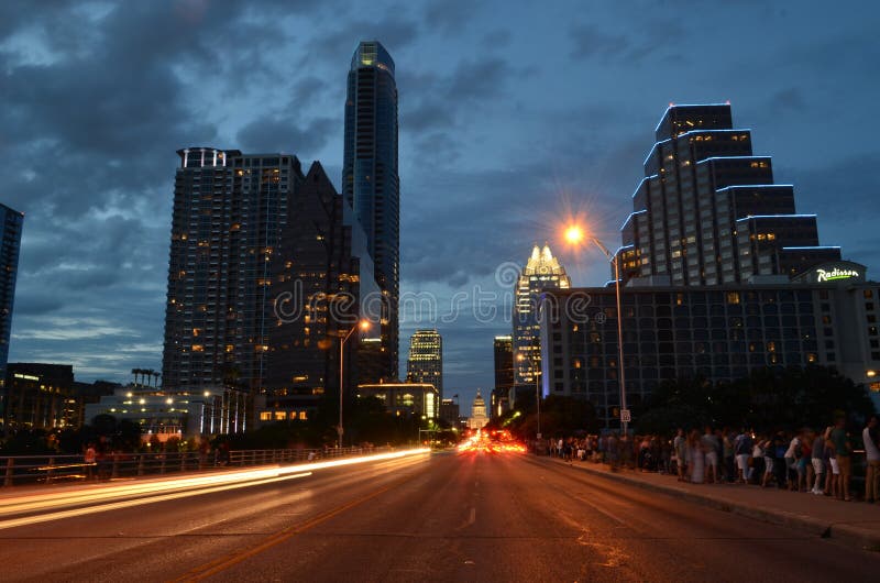 Congress Street in Austin Texas at Night Editorial Photo - Image of ...