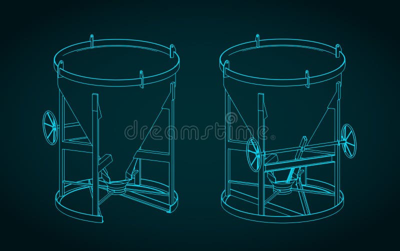 Conical Concrete Bucket Blueprints Illustration Stock Vector ...