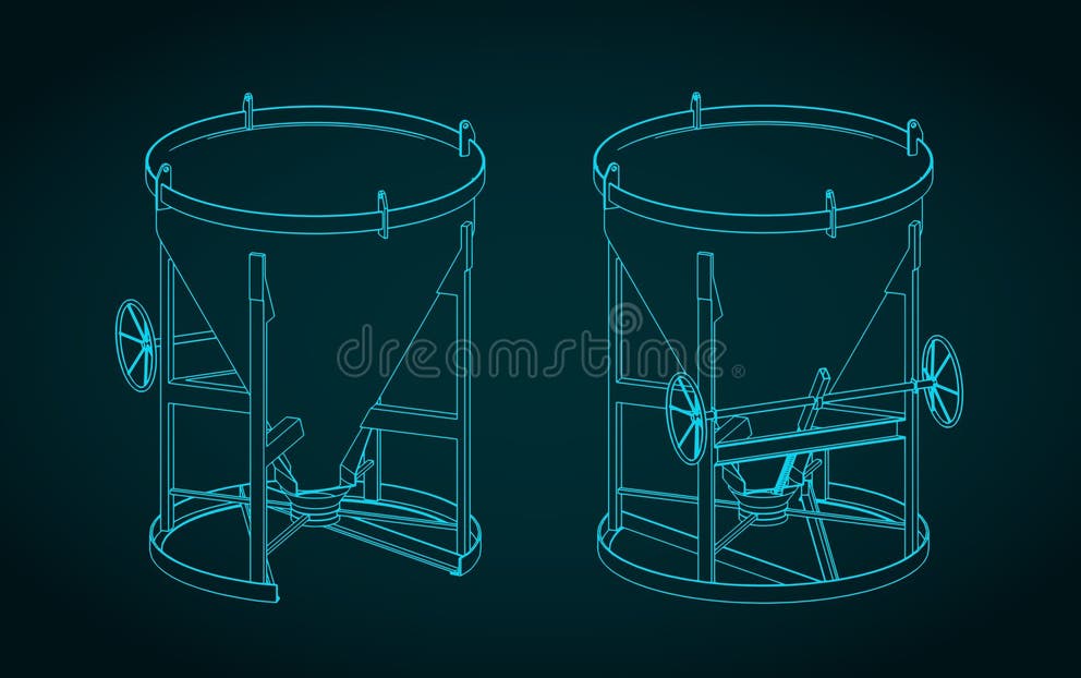 Conical Concrete Bucket Blueprints Illustration Stock Vector ...