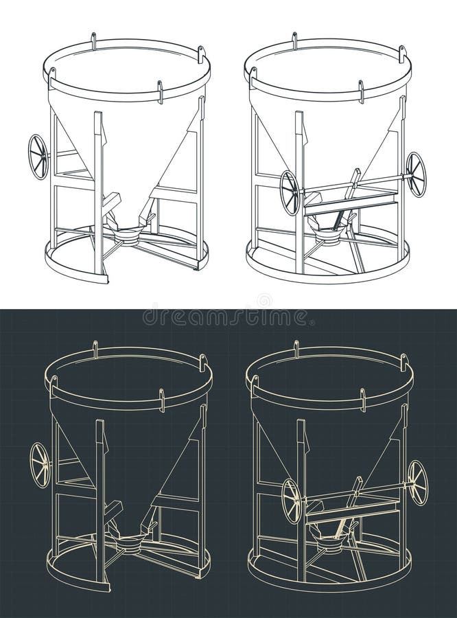 Conical Concrete Bucket Blueprints Stock Vector - Illustration of ...