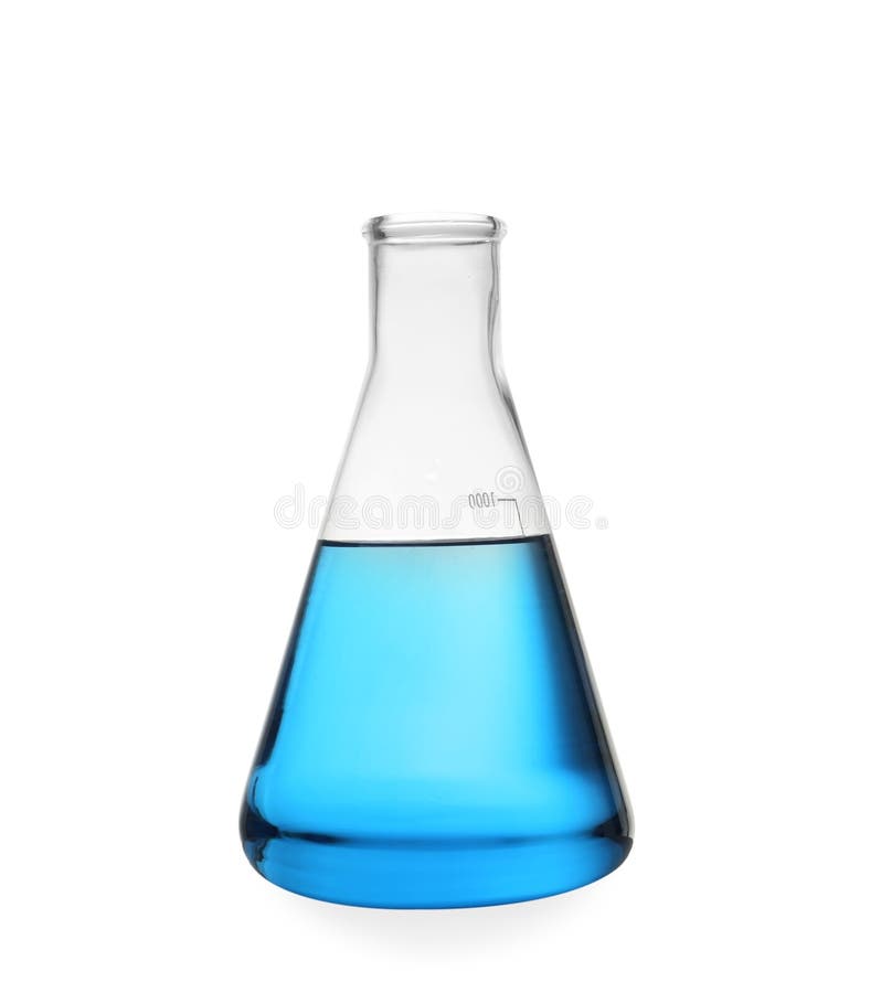 Conical Flask with Yellow Liquid on White Stock Image - Image of ...