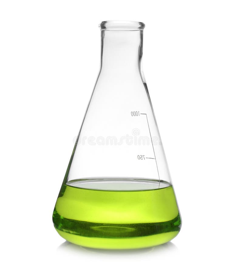 Conical Flask with Color Liquid Isolated on White Stock Image - Image ...
