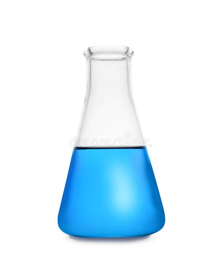 Flask with Color Sample on White. Chemistry Glassware Stock Image ...