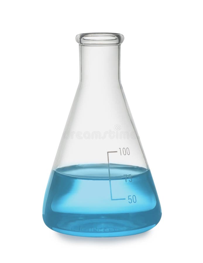 Conical Flask with Sample Isolated on White. Chemistry Laboratory Stock ...