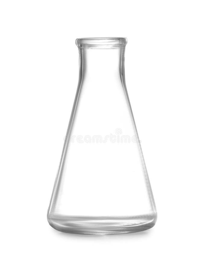 Empty Conical Flask on White Background. Chemistry Glassware Stock ...