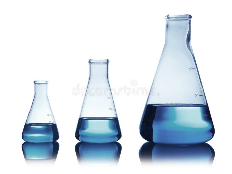Conical Flask Liquid Table Against Color Background Stock Photos - Free ...