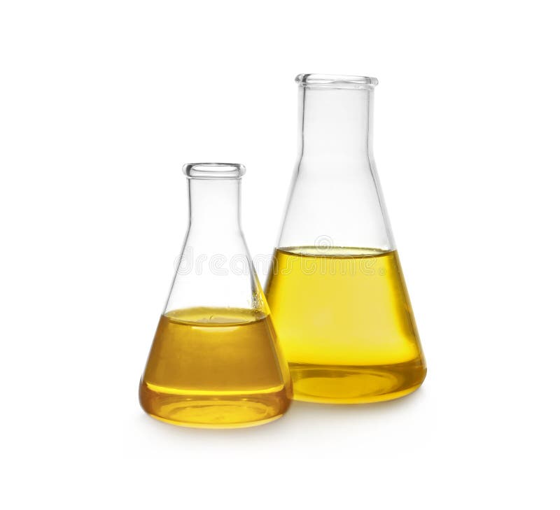 Flasks with yellow liquid stock photo. Image of health - 54474910